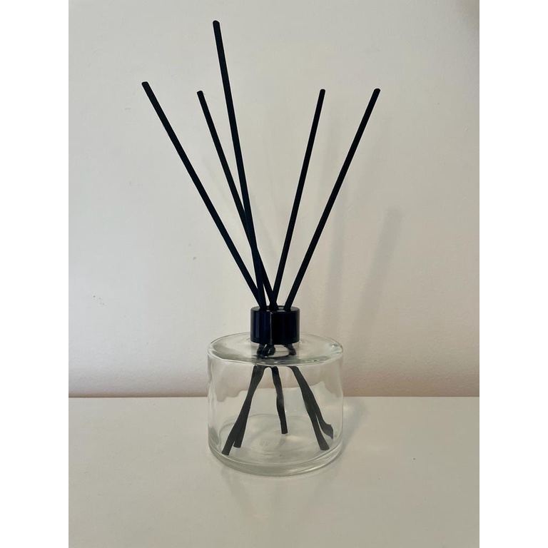 Frasco de Vidro Picolo Difusor 240ML Tampa 5 Varetas Fibra Preto ...