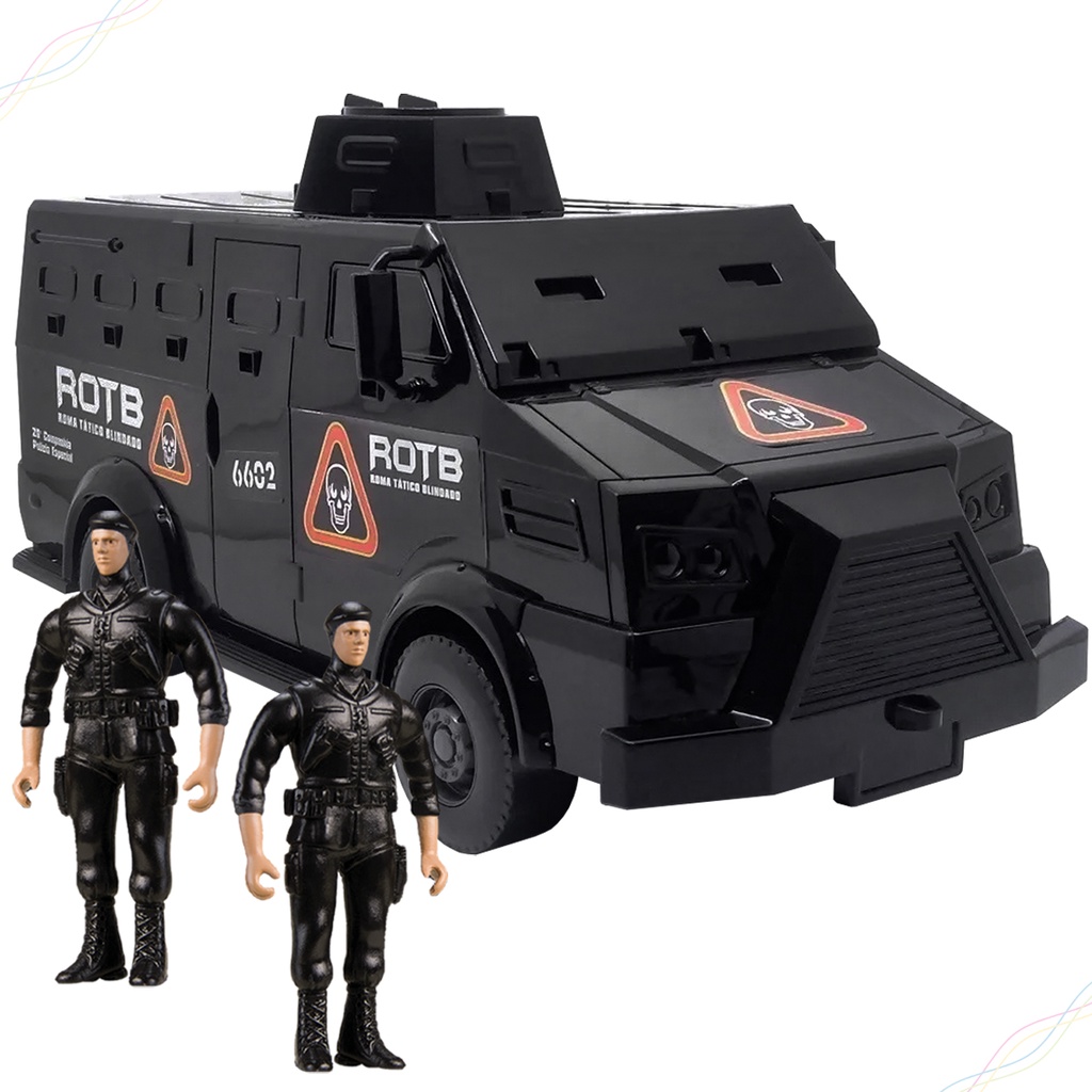 Carro Tatico Blindado Preto Furgão Bope Com 2 Soldados Carrinho Roma ...