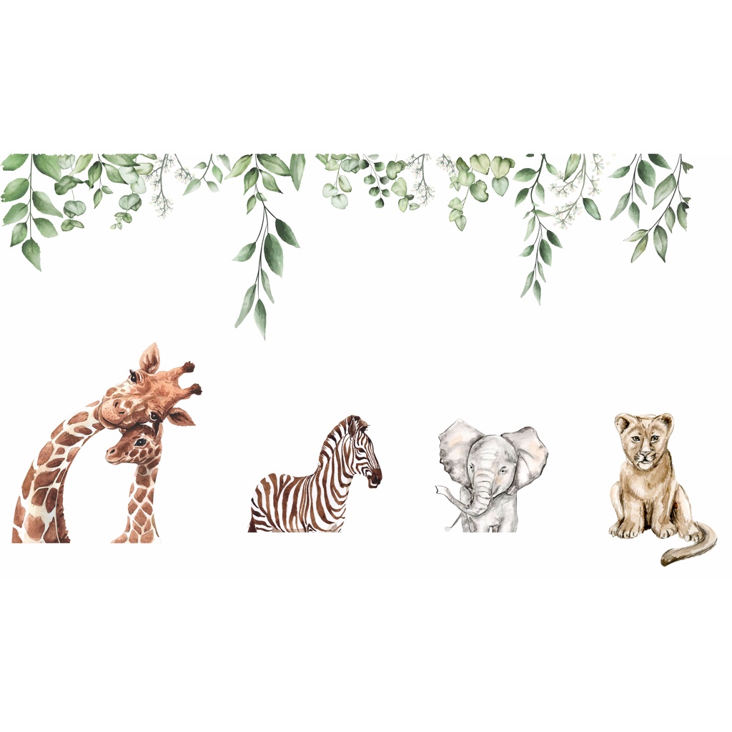 Adesivo Decorativo Safari animais e folhagens | Shopee Brasil