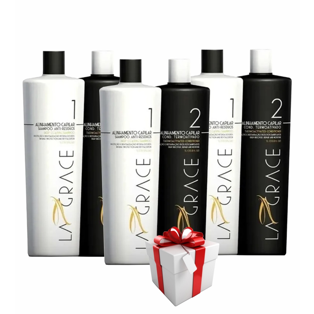 03 Kit - La Grace Escova Progressiva Lagrace Selagem Termica | Shopee ...