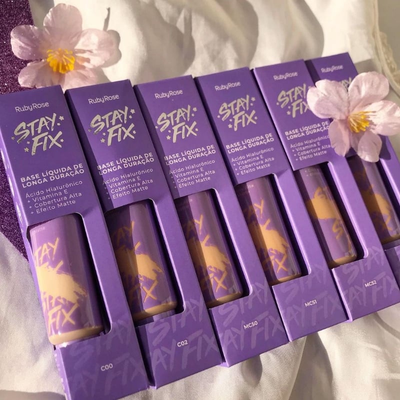 Base liquida Ruby Rose Stay Fix matte alta cobertura de longa duração ...