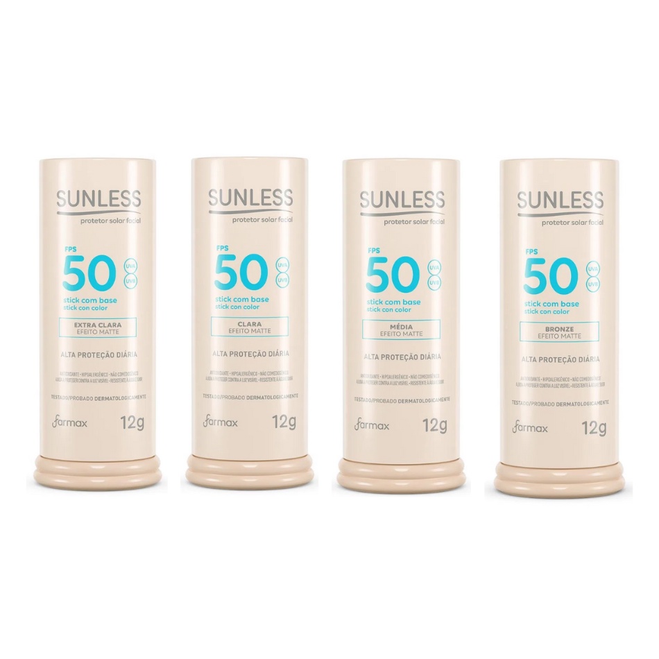 Protetor Solar Facial Stick com Base Sunless 50FPS 12G | Shopee Brasil