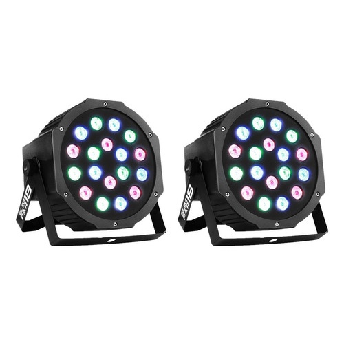 Kit 2 Refletor Led Par Slim 18 Leds 1W Rgb 3 Cores Bivolt Luminos Com DMX Strobo Dimmer ...