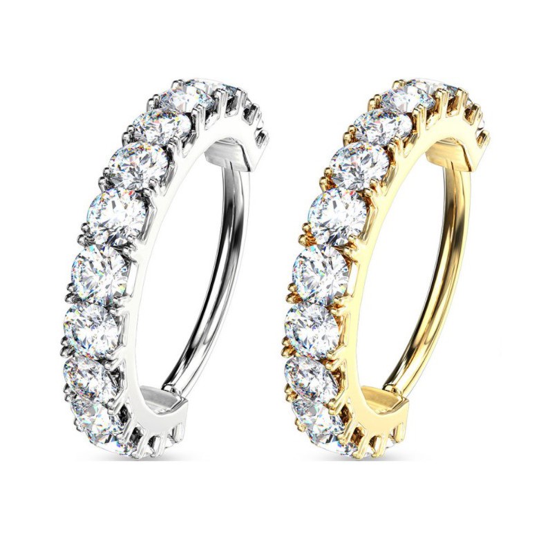 Piercing Argola com Pedras De Zircônias Cravejadas Para Hélix e ...