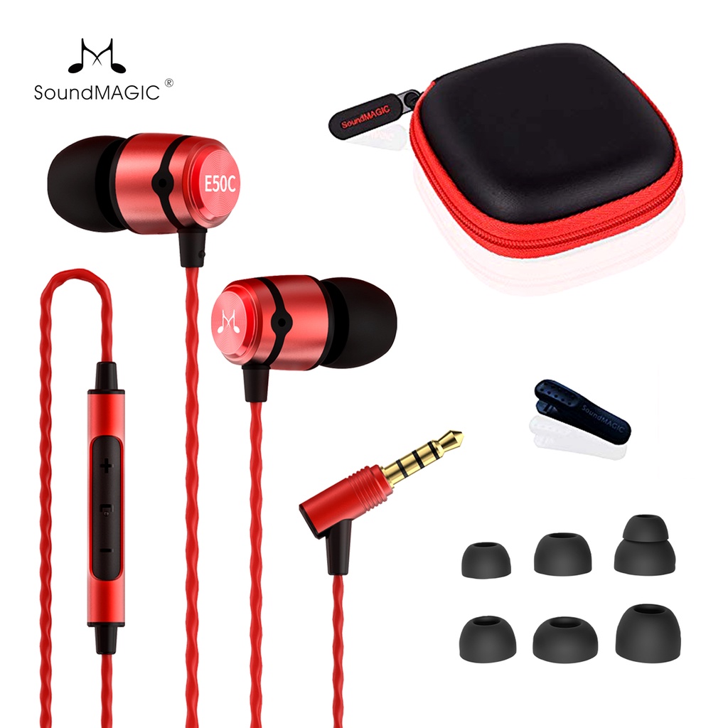 SoundMAGIC E50C Isolamento De Ruído Com Fio Em Fones De Ouvido Som Refinado E Microfone Vermelho ...