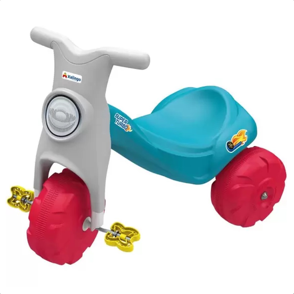 Triciclo Passeio Motoca Infantil Super Turbo Azul +4 Anos Tico Tico ...