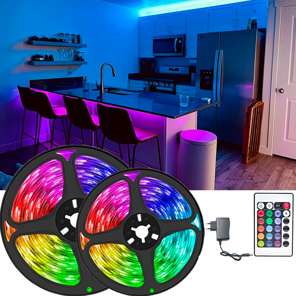 Fita Led 5050 Rgb Colorida 5m 16 Cores C/ Fonte e Controle | Shopee Brasil