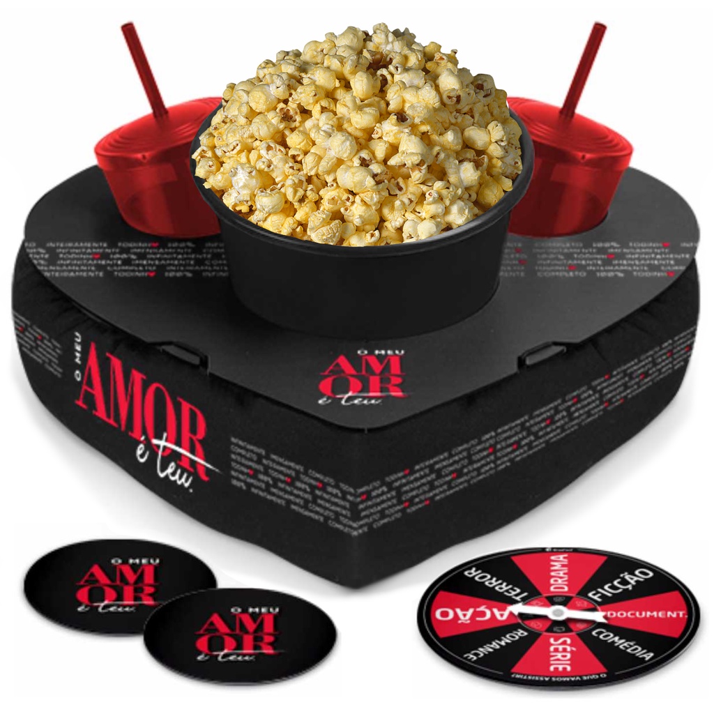 Kit Almofada Balde Pipoca Assistir Netflix Presente Dia Dos Namorados ...