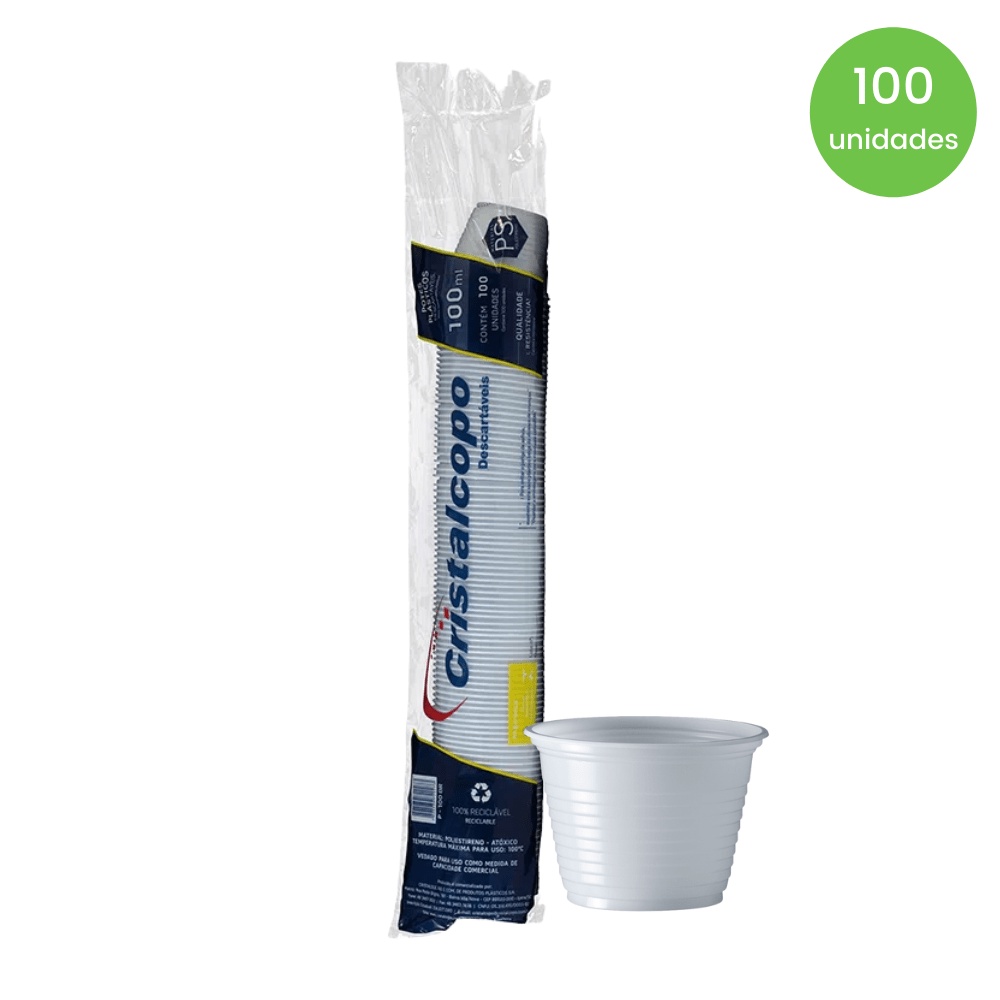 Pote de 100ml Branco Cristalcopo PS com 100 unidades | Shopee Brasil