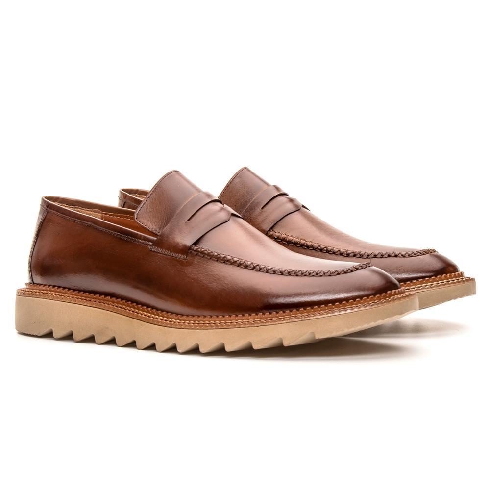 Sapato Social Masculino Loafer Couro Tratorado Liso Moderno | Shopee Brasil