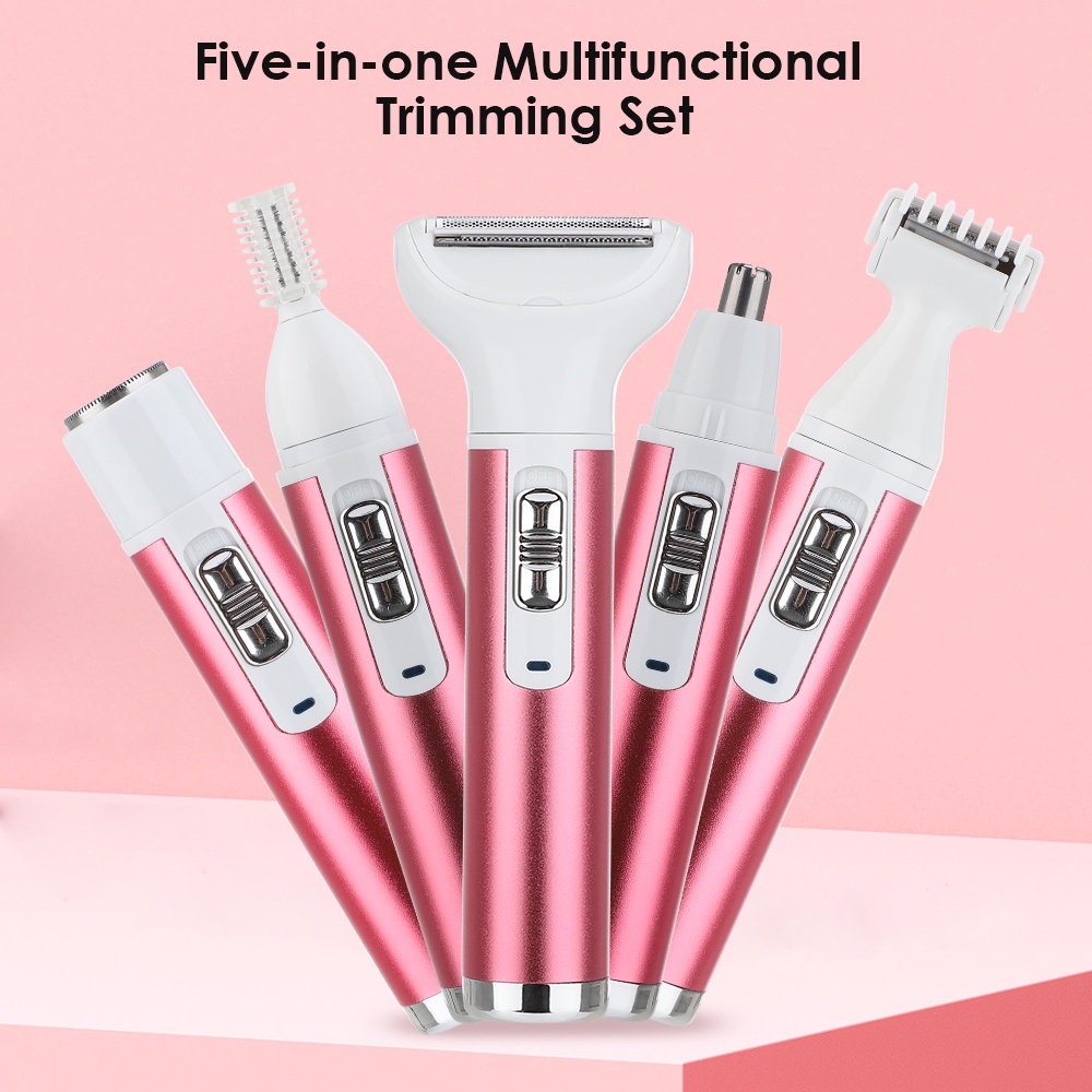 5 Em 1 Depilador Elétrico Para Mulheres Kit De Higiene Recarregável Aparador De Pelos Do Nariz ...