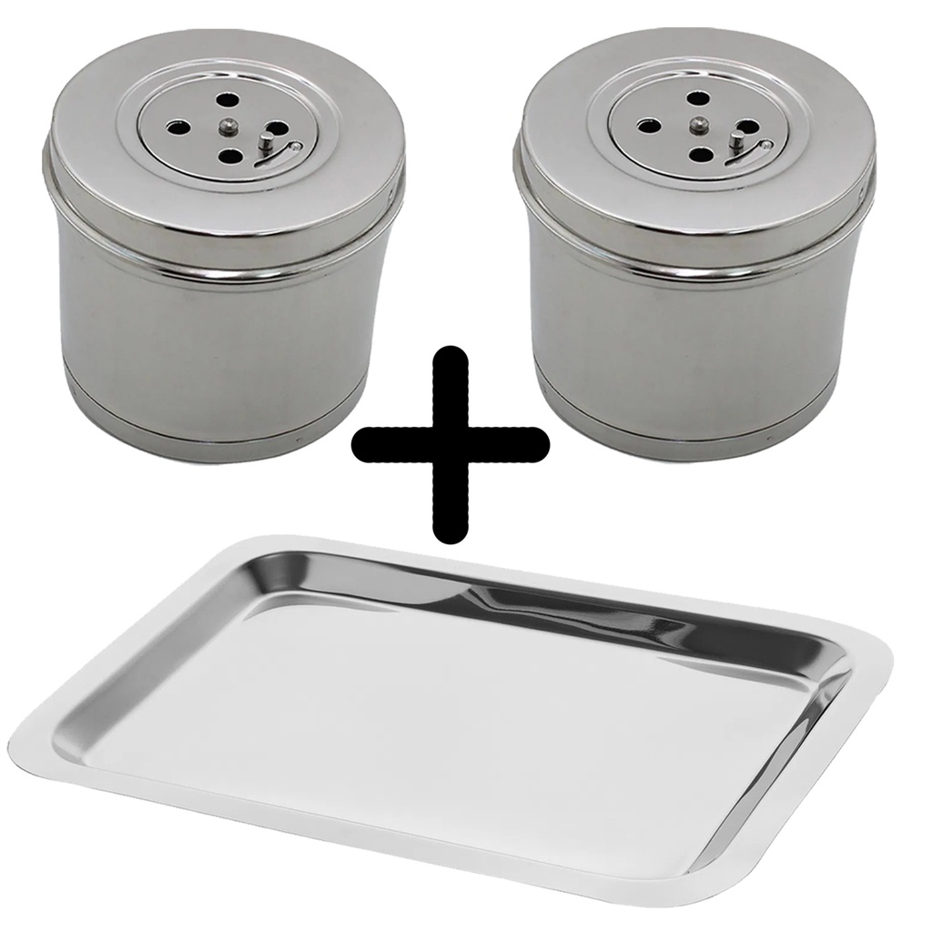 Kit Porta Gaze + 2x Bandeja Inox Lisa 20x17x1,5cm Açonox | Shopee Brasil