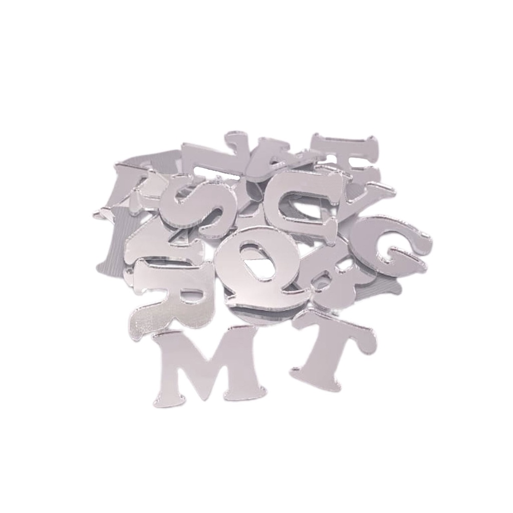 Pacote 15 Letras Cooper Acrílica 3cm Prata | Shopee Brasil