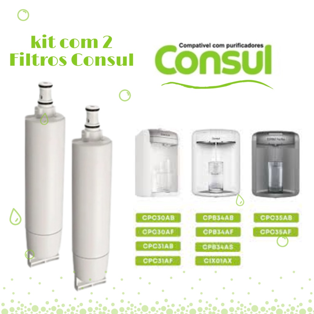 Kit 2 Refil Filtro para Purificador Consul Facilite Acquabios Acqua CS ...