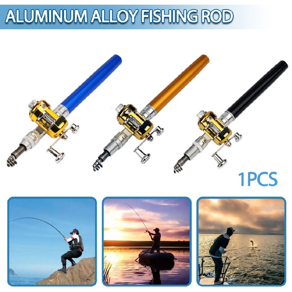 Diancha Portable Pocket Folding Mini Aluminum Pen-Shape Fishing Rod w ...