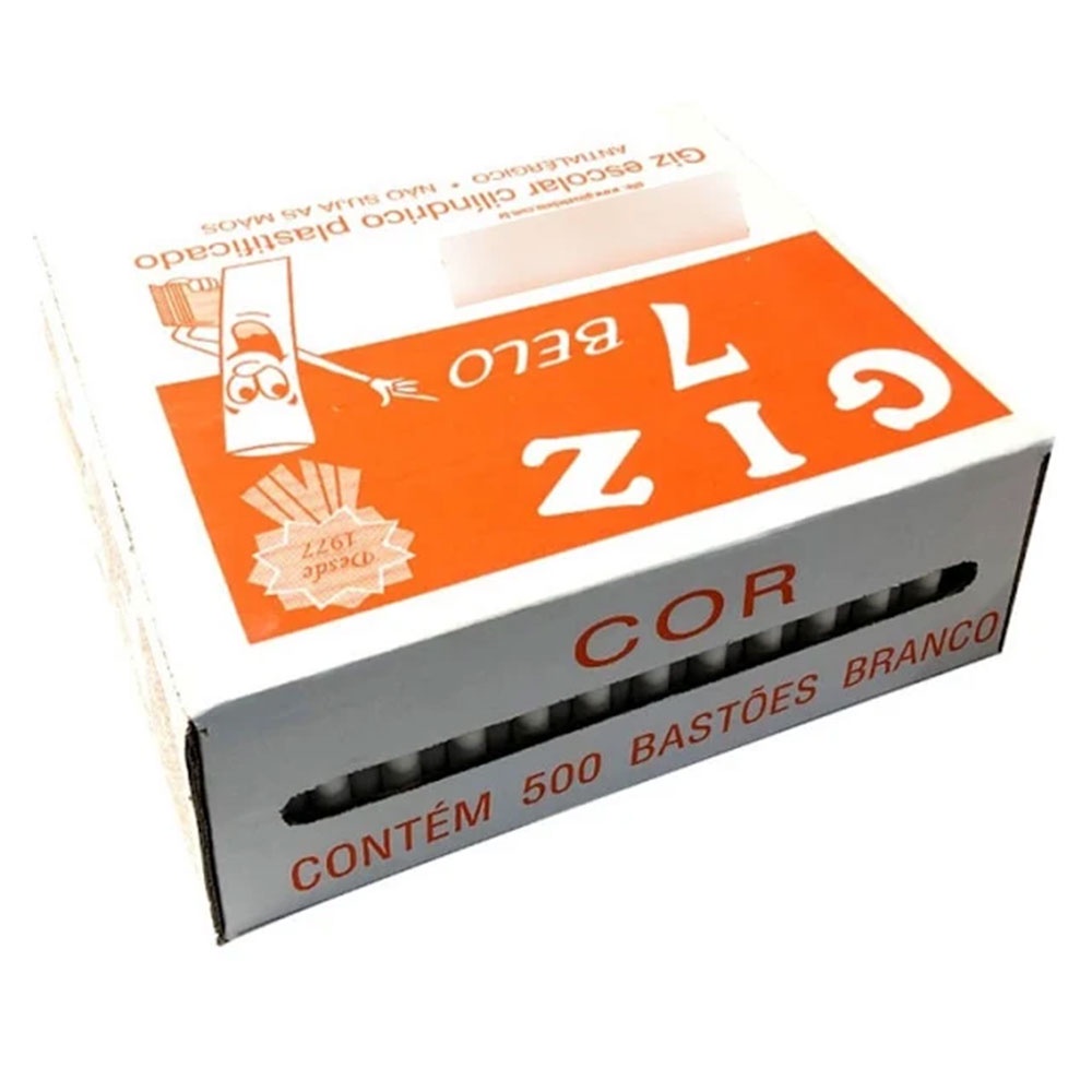 Giz Escolar Plastificado Branco Caixa Com 500 Unidades Sete Belo ...