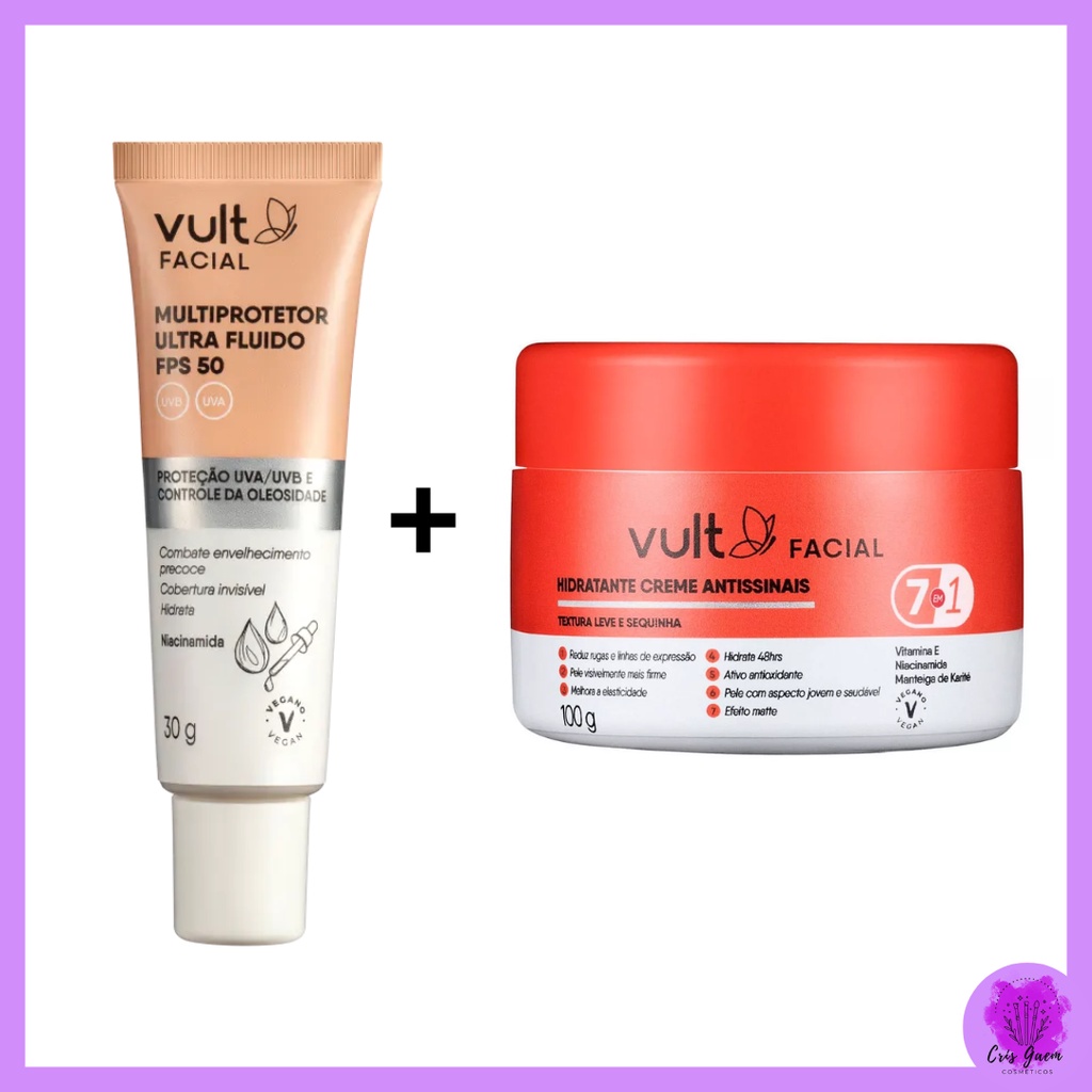Kit Multiprotetor Solar Facial Ultra Fluido FPS50 30 g + Creme Facial ...