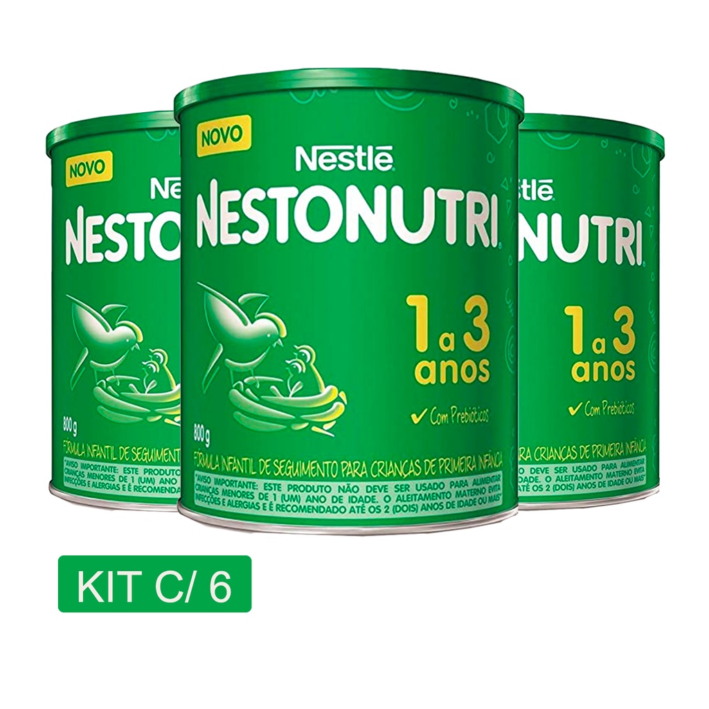 Kit 6 Nestle Nestonutri Fórmula Infantil 1 a 3 Anos de 800g | Shopee Brasil