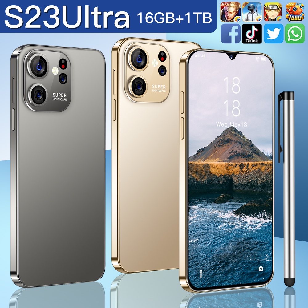 2023 S23 Ultra 16GB + 1TB Novo Smartphone 5G Android 6.8 Inch Telefone Celular 7800mAh ...
