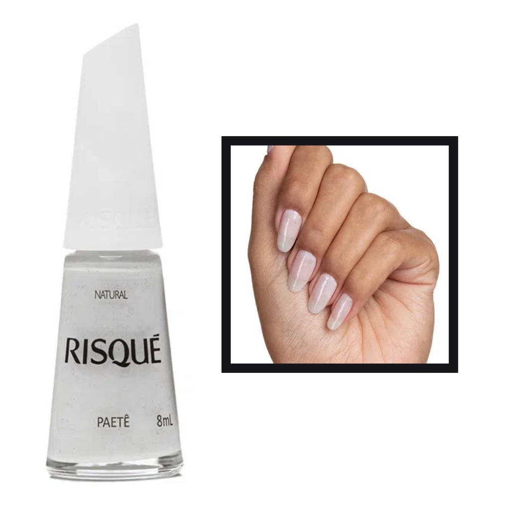 Esmalte Risque Renda Paete Natural Glitter 8ml | Shopee Brasil