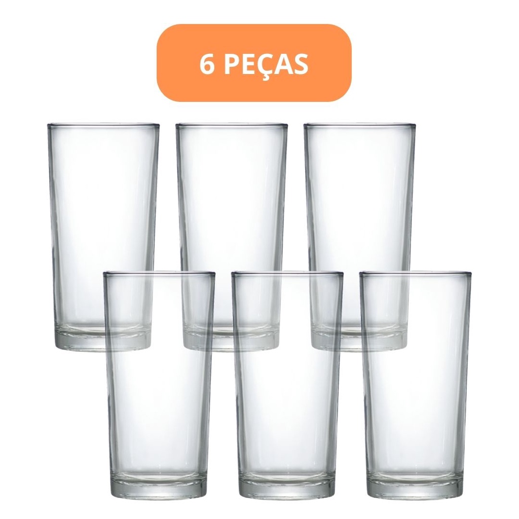 Conjunto Copos Long Drink 255ML Vidro Refrigerante Kit 8 Pc | Shopee Brasil