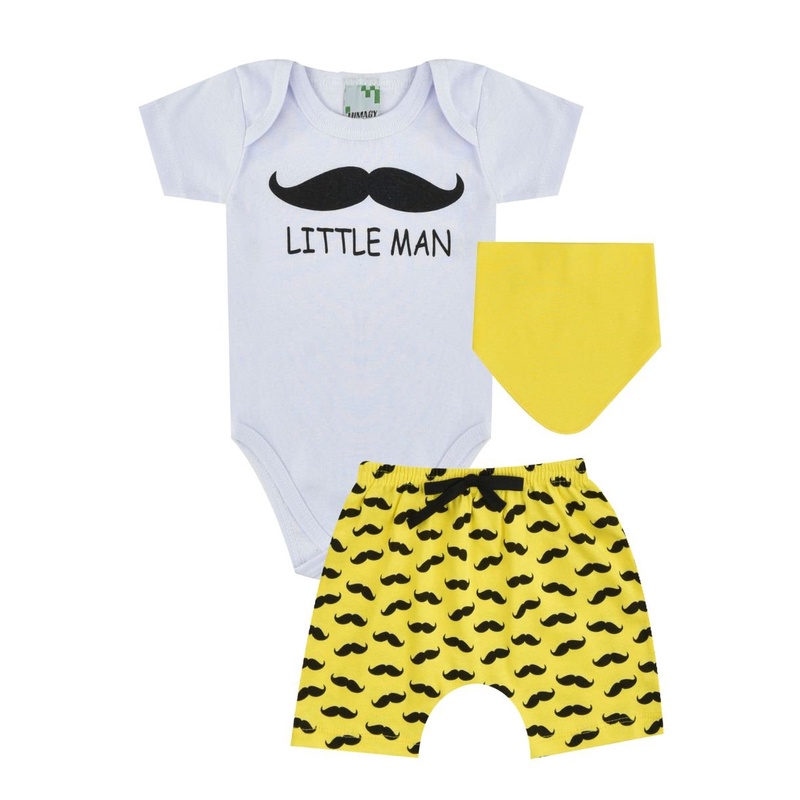 Conjunto Bebê Body Bermuda e Bigode | Shopee Brasil