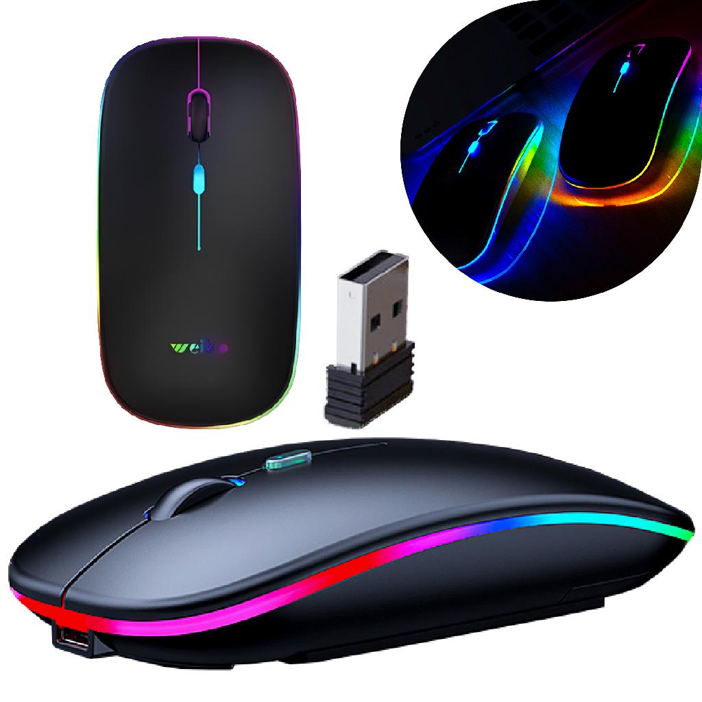 Mouse Recarregável Wireless Bluetooth Sem Fio Ergonômico Led Rgb ...