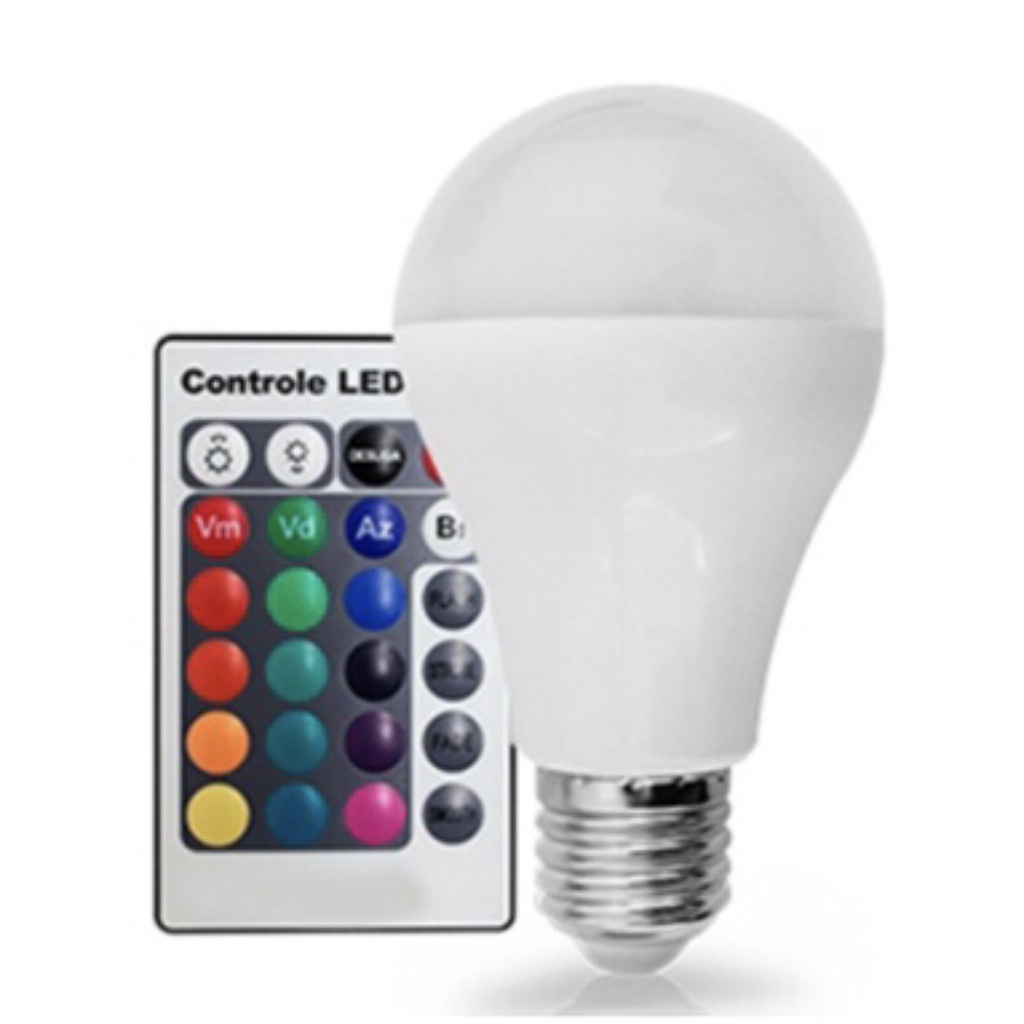 Lampada LED RGB 5W 16 Cores Controle Remoto Festa | Shopee Brasil