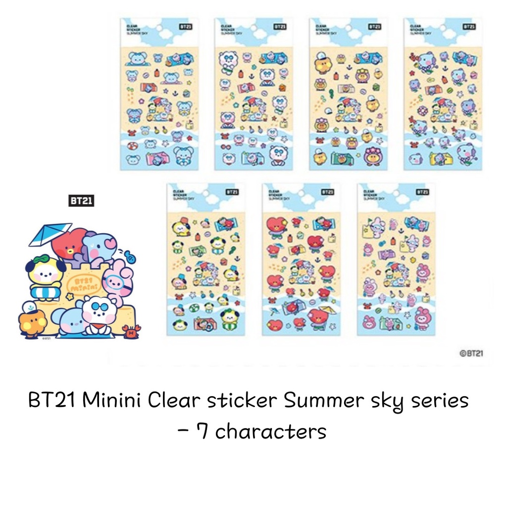 BT21 Minini Clear sticker Summer sky series-7 characters | Shopee Brasil