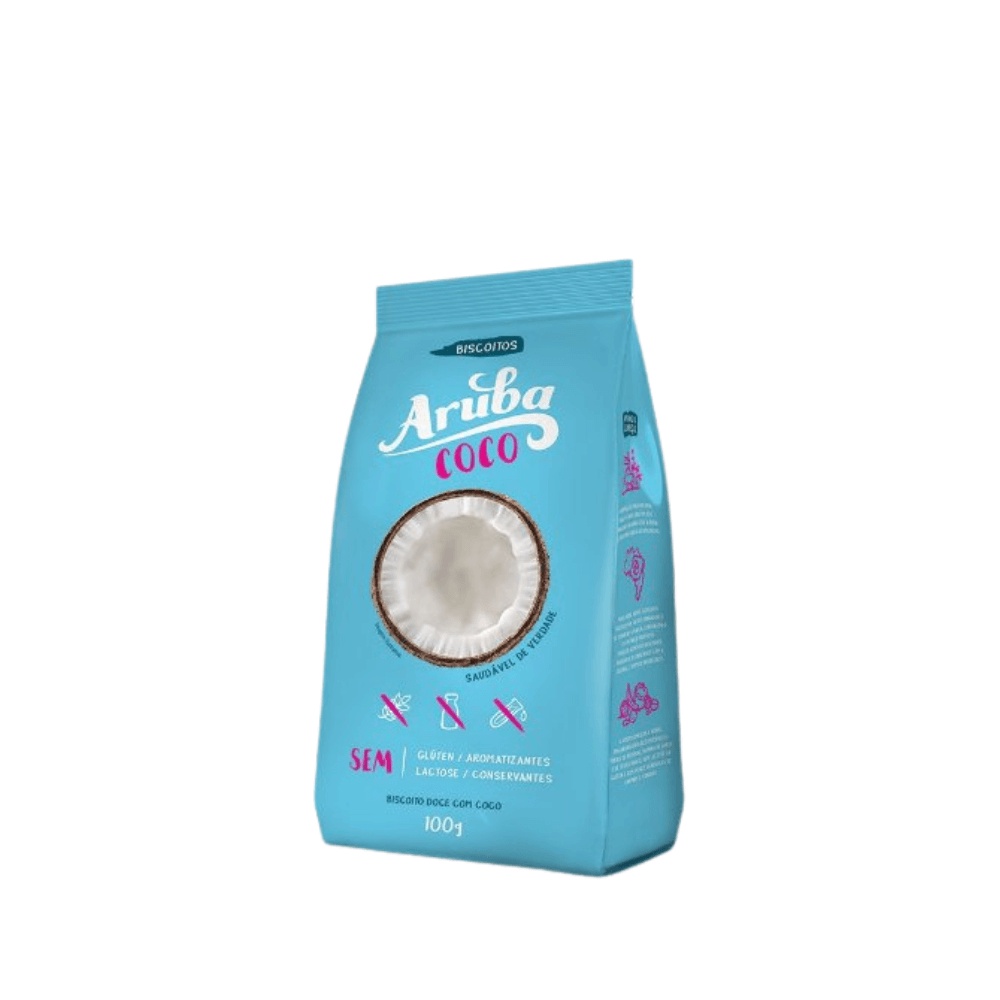 Biscoito Doce Coco Natural Zero Glúten 100g Aruba | Shopee Brasil