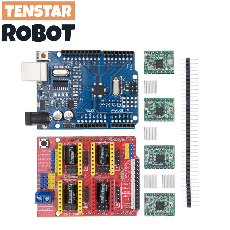 KIT DIY Placa De Expansão De Escudo CNC Para Impressora 3D + 4 x A4988 Motor Stepper Driver Com ...
