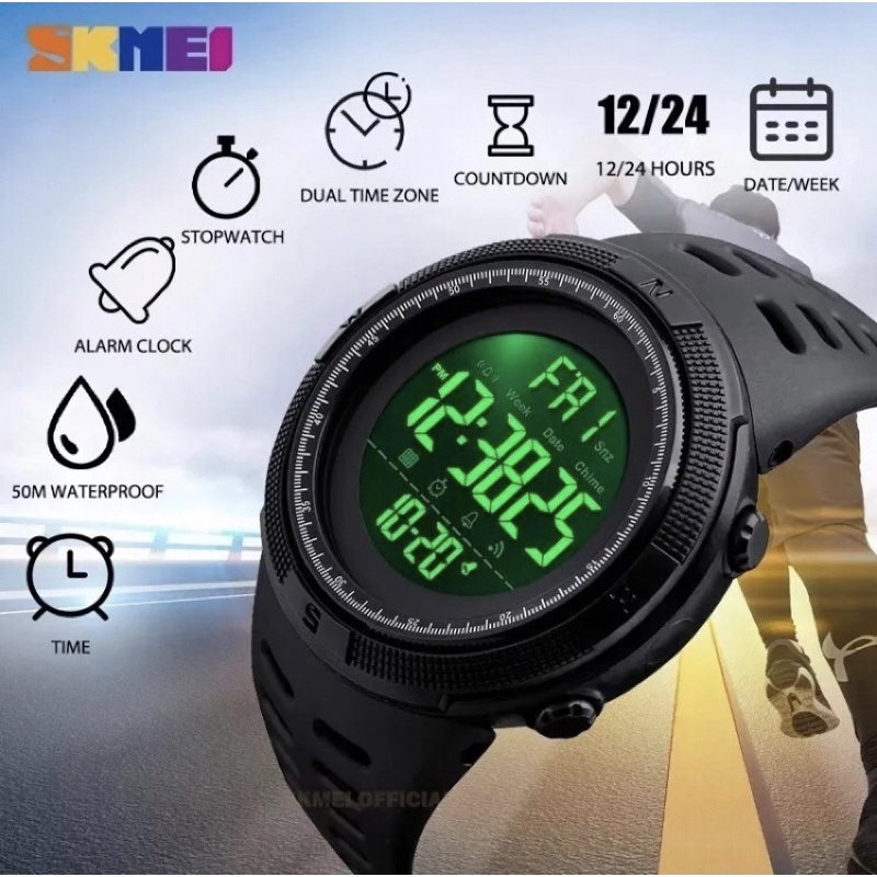Relógio de Pulso Skmei 1251 Esportivo Digital com Calendário e Cronômetro a Prova D’Água ...