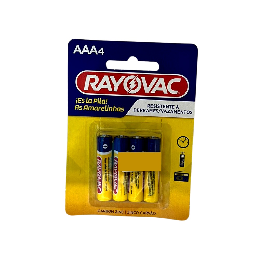 Pilha Aaa Rayovac Amarela Palito C/ 4 Un. | Shopee Brasil