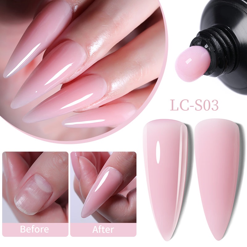 LILYCUTE Gel De Extensão Rápida Unhas Nude Pink Glitter Soak Off Semi Permanente Arte De ...