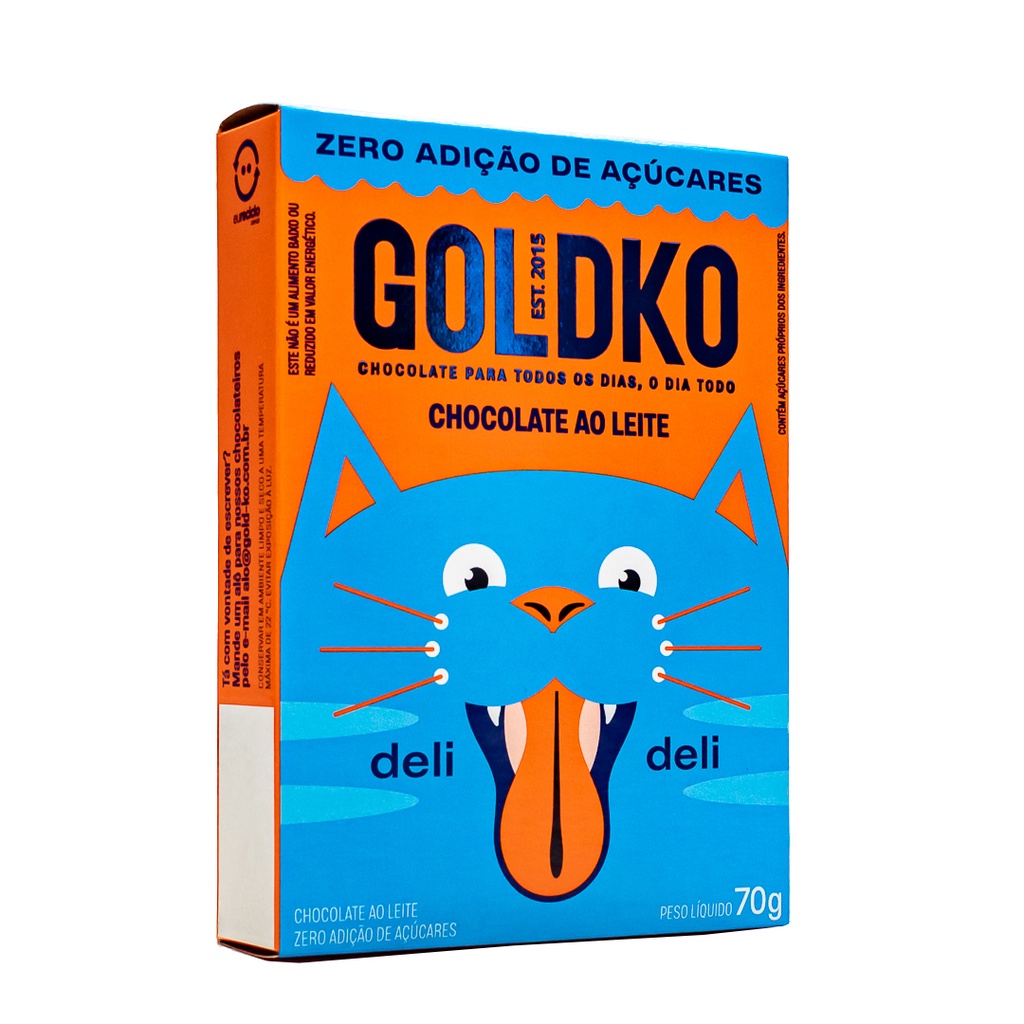 Deli Deli Chocolate Ao Leite Zero Açúcar 70G Goldko | Shopee Brasil