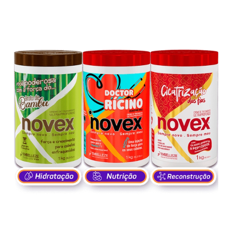 KIT NOVEX CRONOGRAMA CAPILAR PARA CABELOS TINGIDOS - 1KG | Shopee Brasil