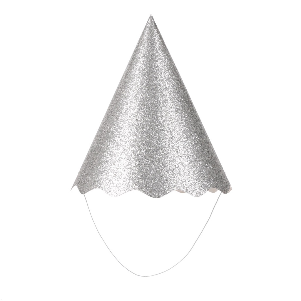 Chapéu Cone Glitter Prata - 08 unidades - Chapéu Aniversário | Shopee Brasil