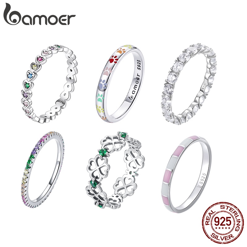Bamoer 925 Jóias De Moda Com Anel Simples De Prata Para Mulheres Tamanho 9 | Shopee Brasil