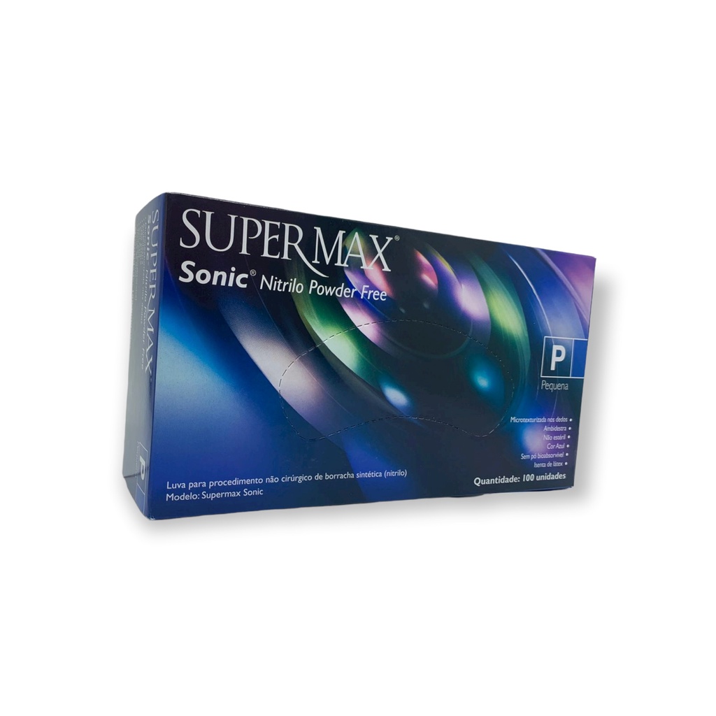 Luva Nitrilica Sonic Supermax Azul (SEM PO) Cx C/100 | Shopee Brasil