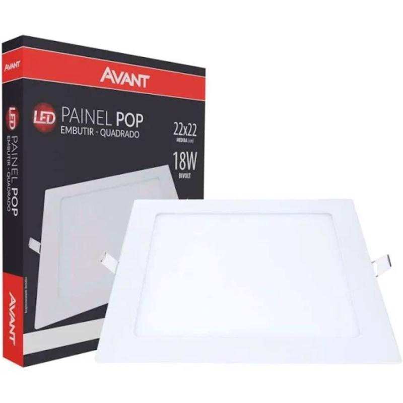 Painel Luminaria Plafon 18w Quadrado Embutir 6500k Luz Branca (branco Frio) | Shopee Brasil
