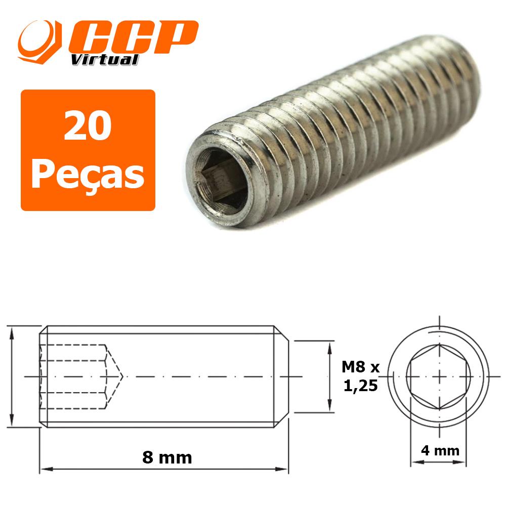 Parafuso Allen Aço Inox Sem Cabeça M8 x 8 mm - 20 Peças | Shopee Brasil