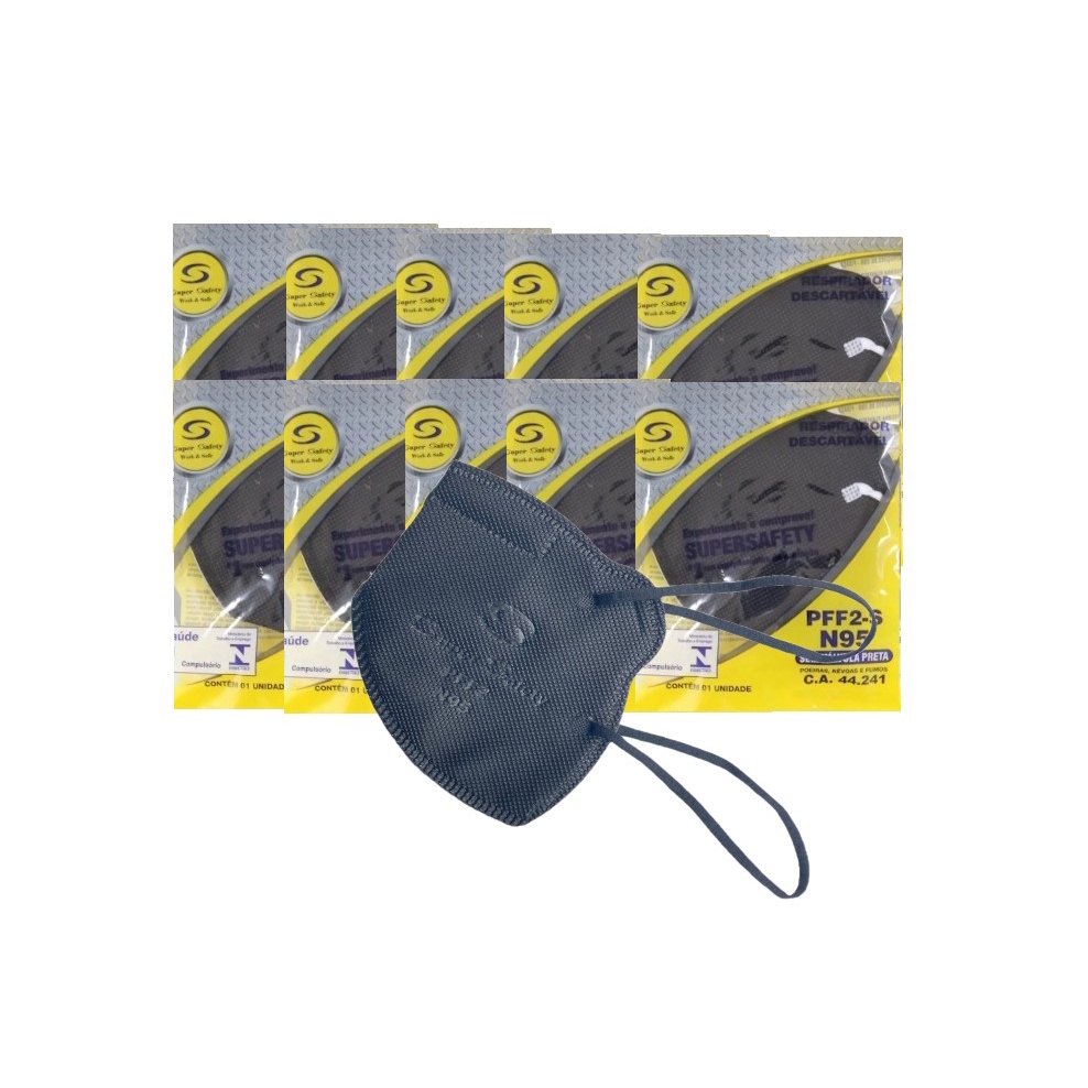 90 Mascara N95 Pff2 Preta Super Safety Elastico Nuca | Shopee Brasil