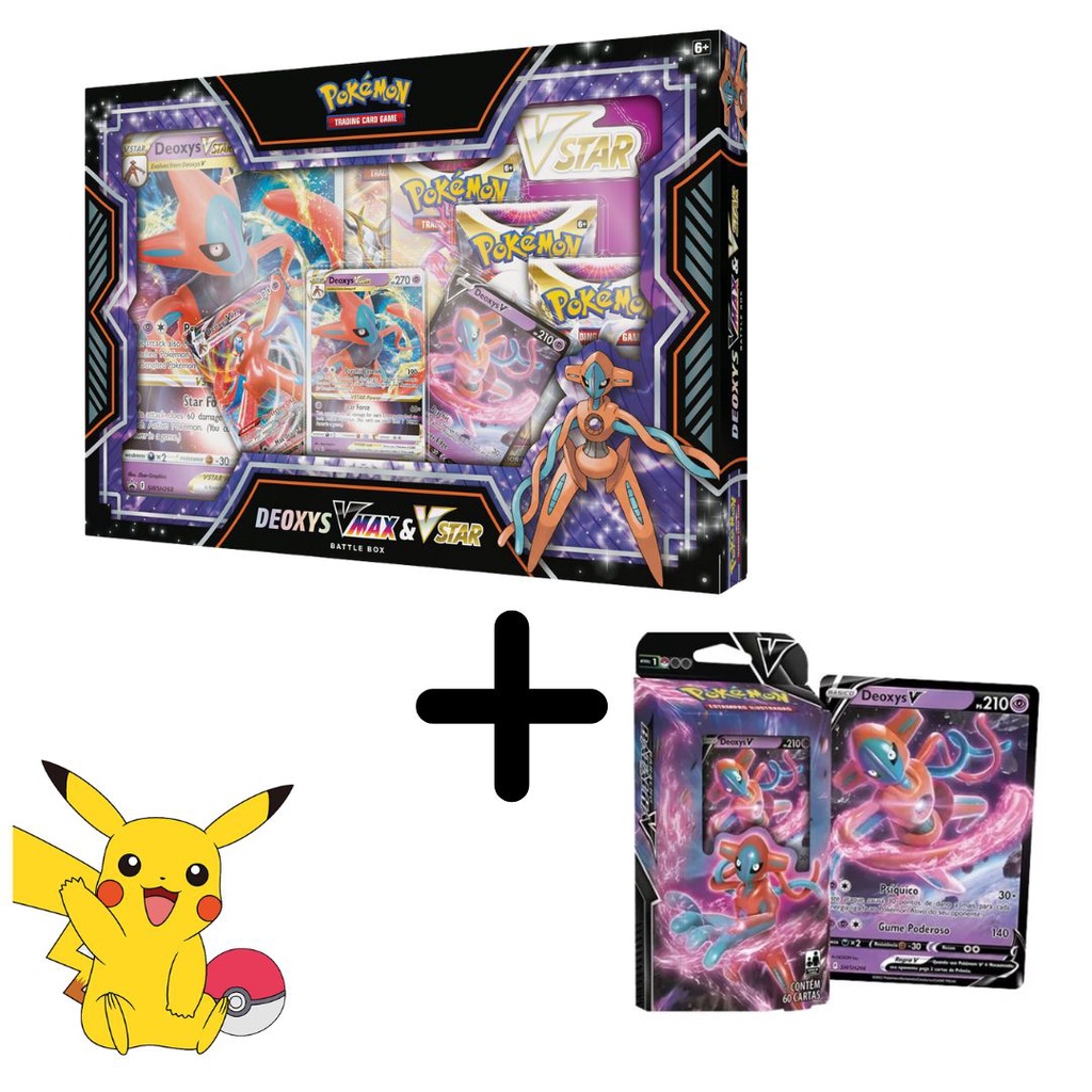 Box Pokemon Premium + Deck de batalha Deoxys VMax 112 cartas | Shopee ...