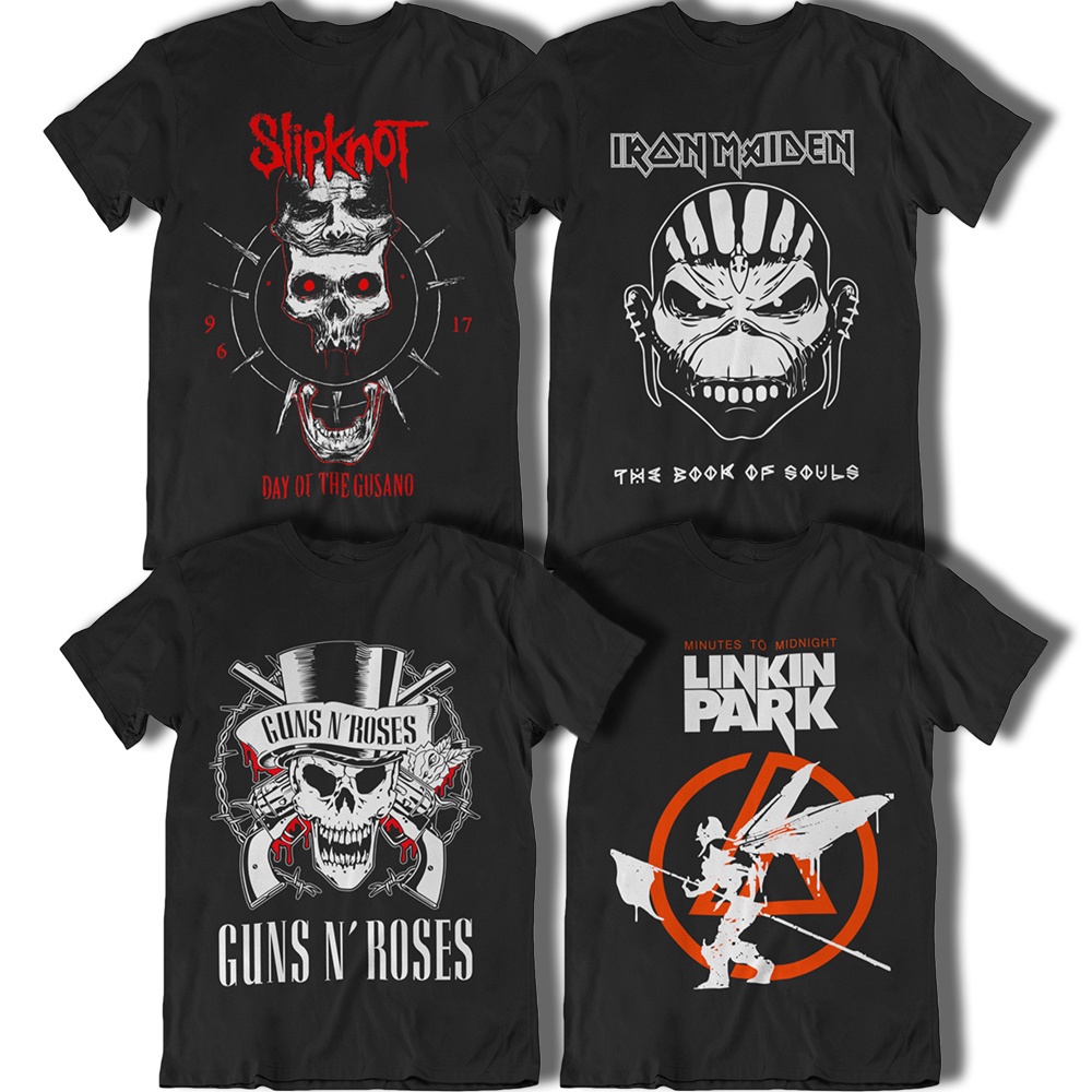 Camiseta Slipknot, Iron Maiden, Guns N' Roses Banda, Linkin Park, Banda De Rock N Roll -DRDRD ...