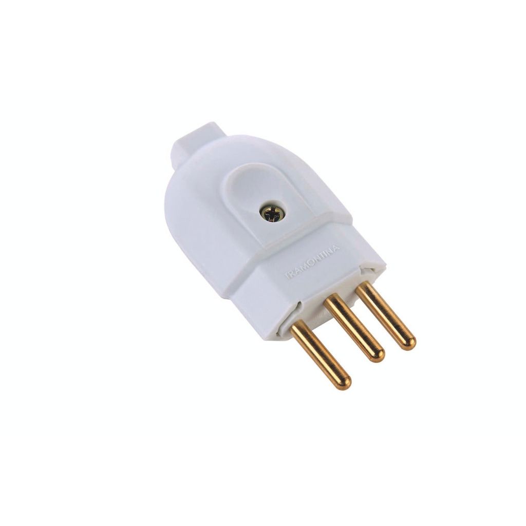 Plugue Macho 2P+T 20A 250V Branco - TRAMONTINA | Shopee Brasil