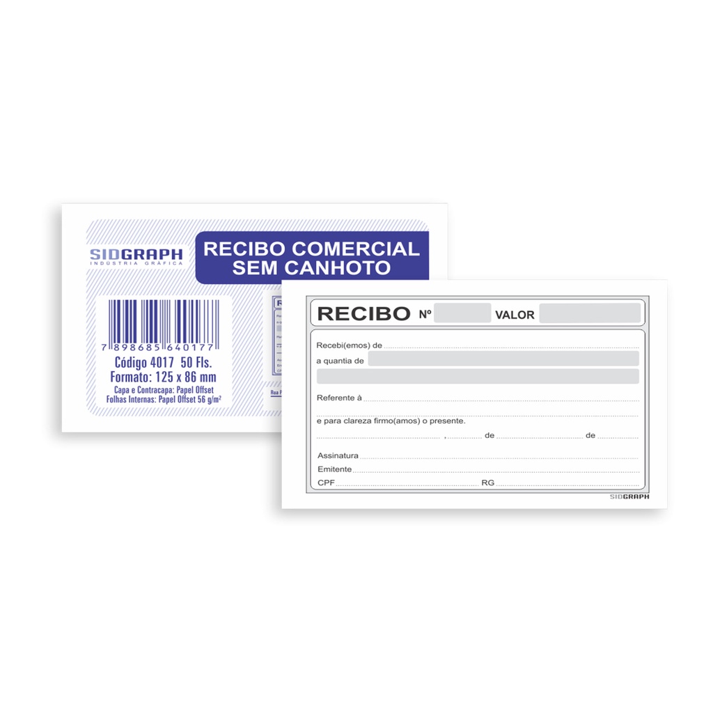 20 Blocos Recibo Comercial Sem Canhoto C/ 50 Folhas Sidgraph | Shopee Brasil