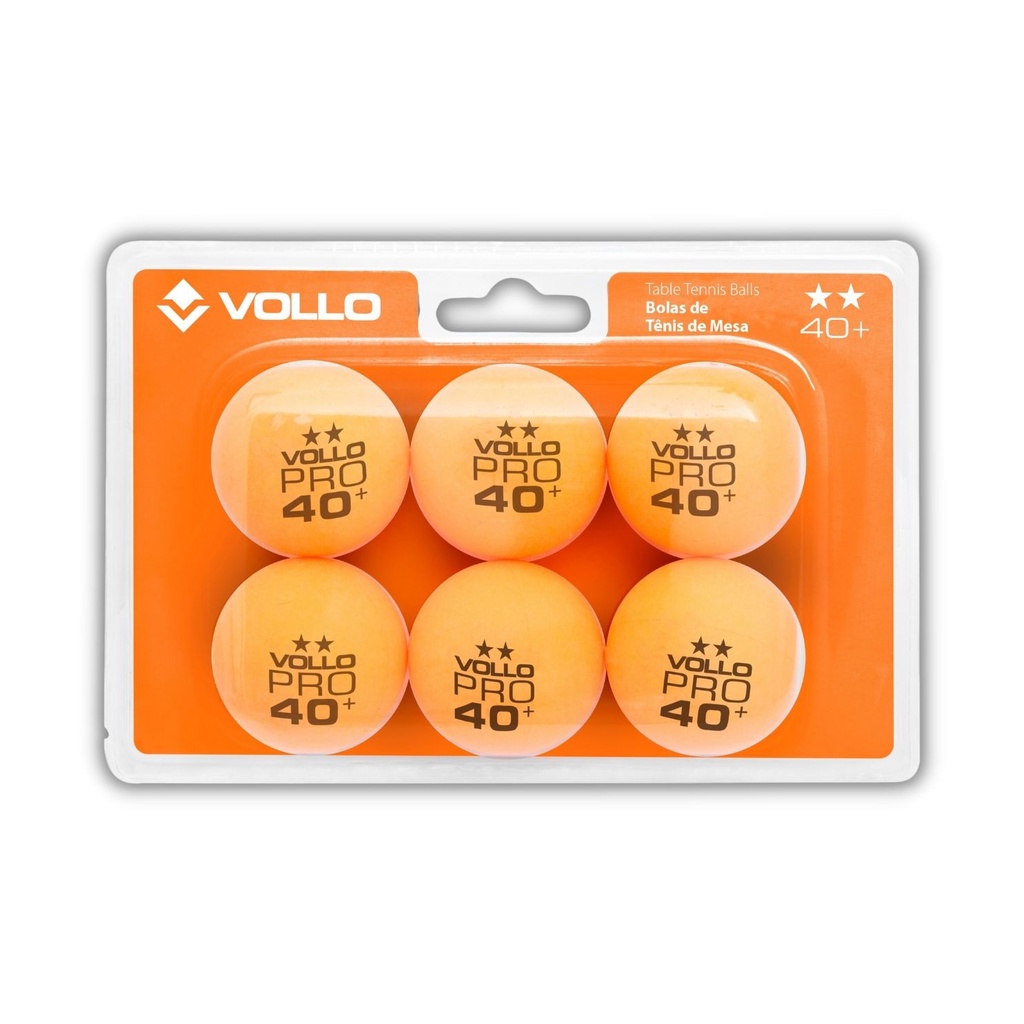 Bola Tenis de Mesa Bolinha de Ping Pong 2 Estrelas Laranja Vollo - Kit com 6 unidades VT611-2 ...
