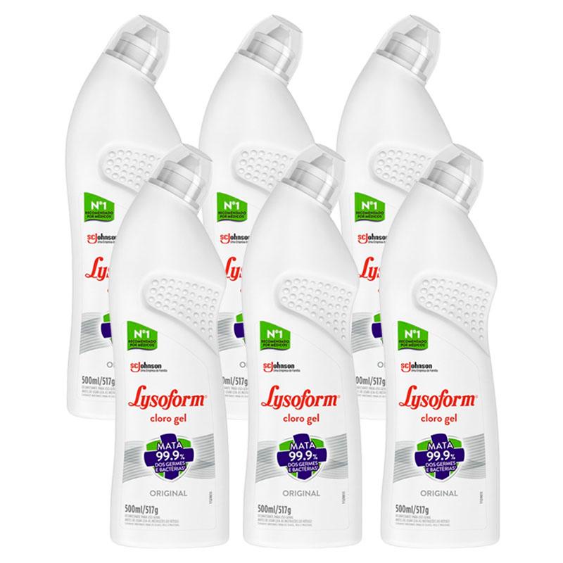 Kit 6 Desinfetante Lysoform Uso Geral Cloro em Gel Original 500ml ...