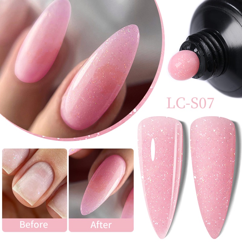 LILYCUTE Gel De Extensão Rápida Unhas Nude Pink Glitter Soak Off Semi Permanente Arte De ...