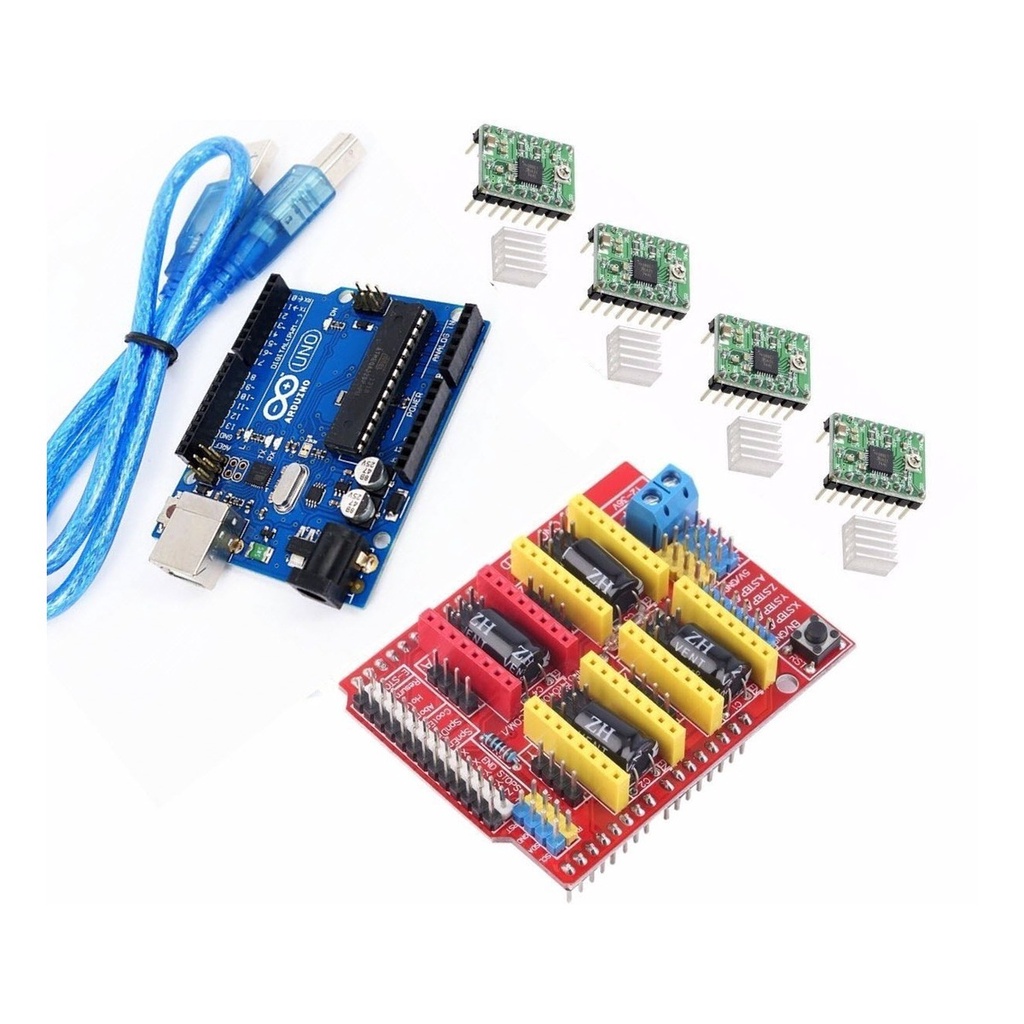 Kit Cnc Shield V3 3d 4x Drives A4988 Arduino Rev3 Uno Reprap | Shopee ...